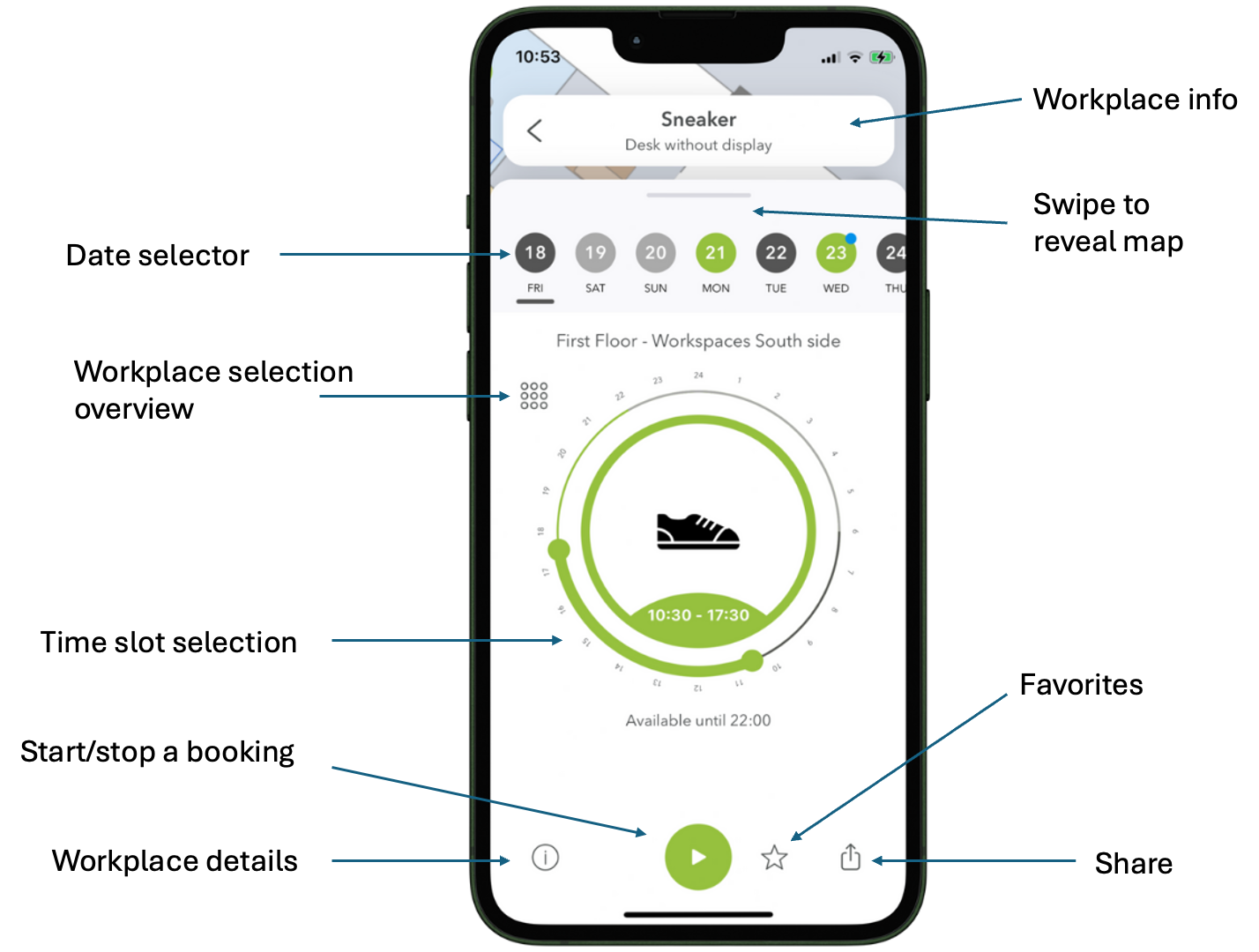 Booking screen explained – iotspot Help Centre